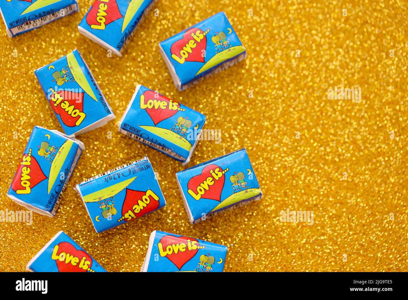 TERNOPIL, UKRAINE - JUNE 23, 2022: Love is - turkish bubble gums from ...