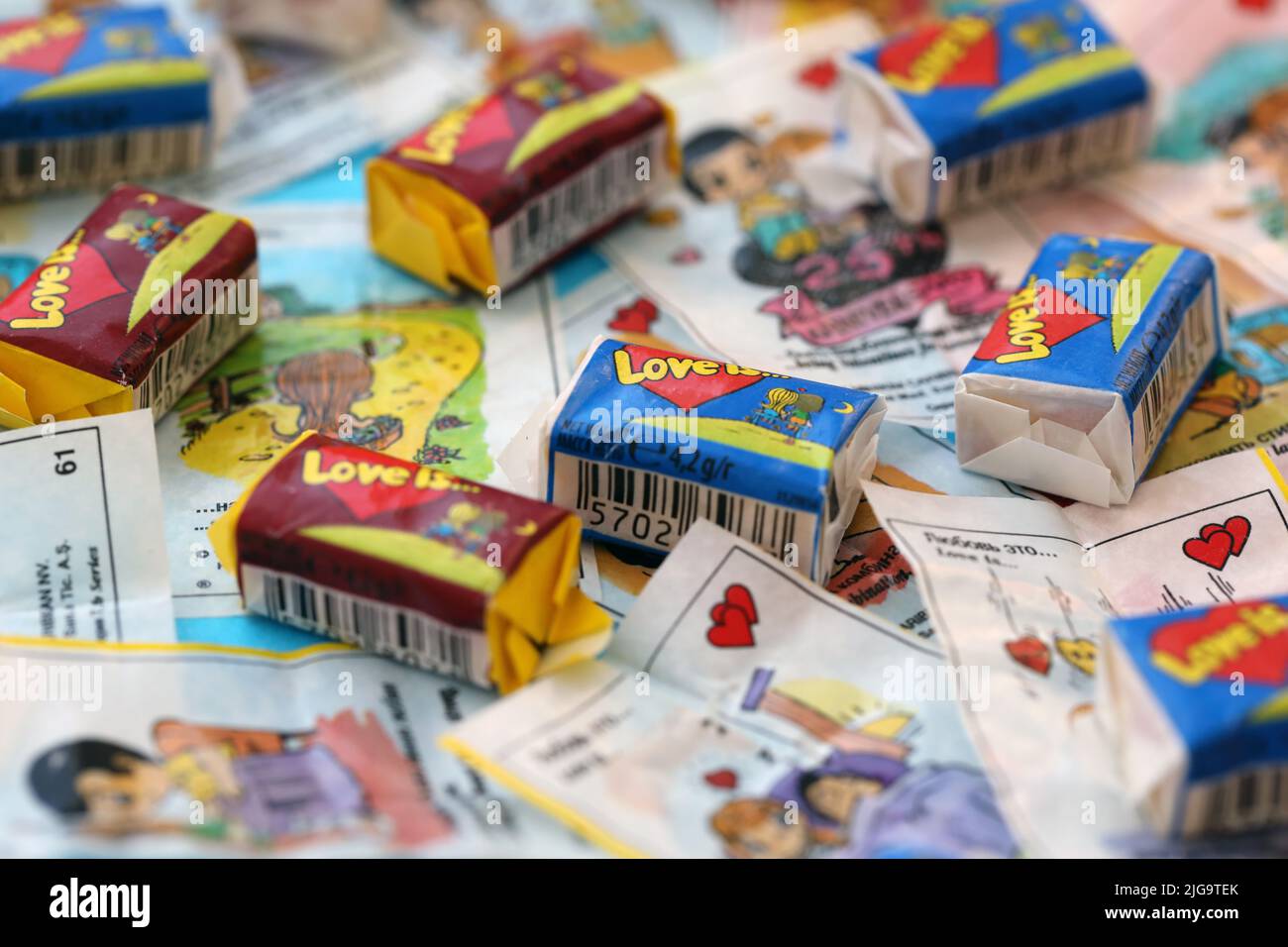 TERNOPIL, UKRAINE - JUNE 23, 2022: Love is - turkish bubble gum from ...