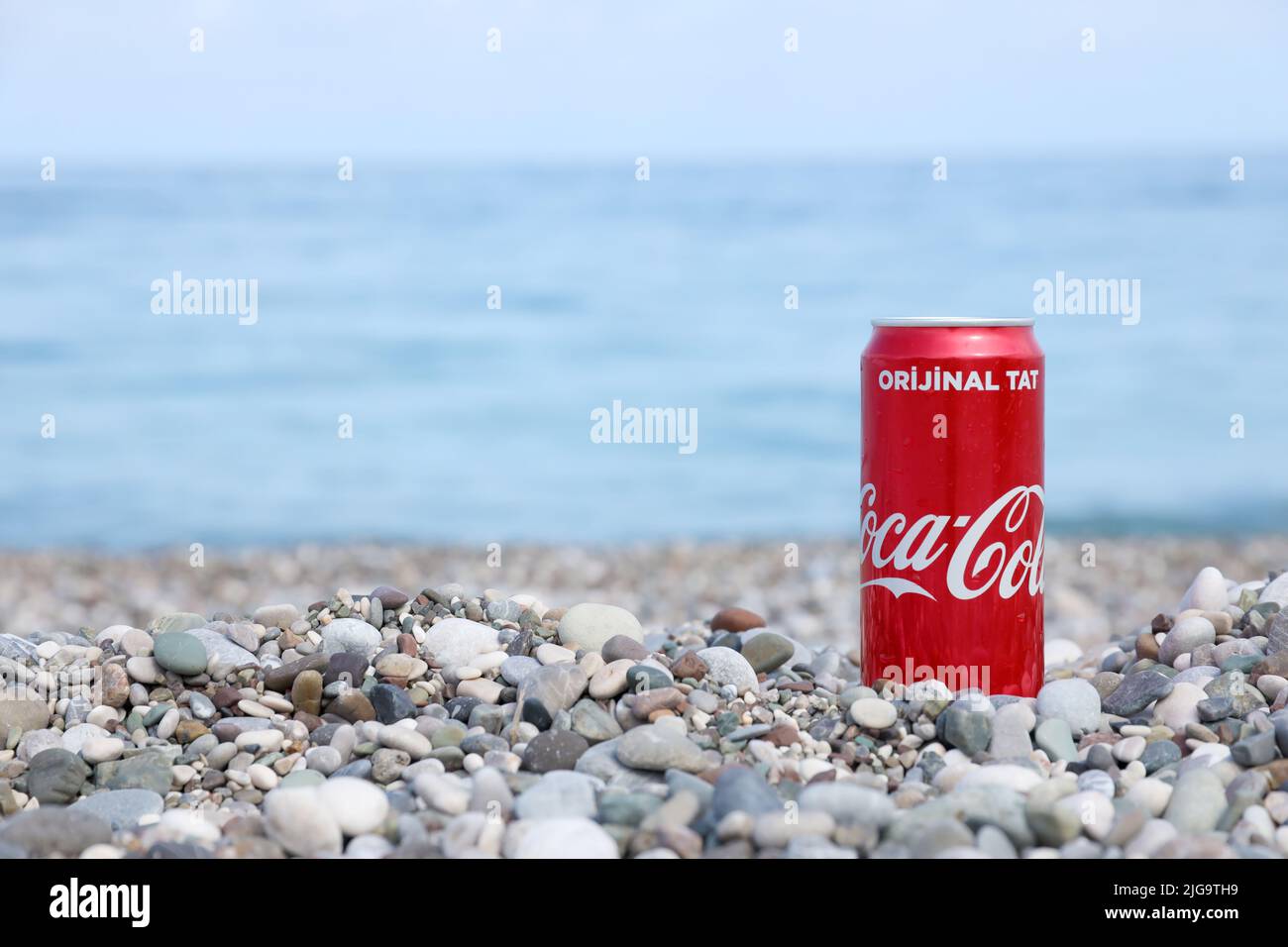 ANTALYA, TURKEY - MAY 18, 2021: Original Coca Cola red tin can lies on ...