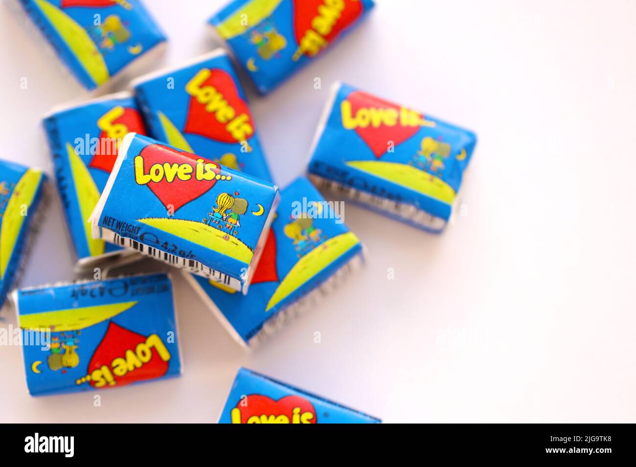 TERNOPIL, UKRAINE - JUNE 23, 2022: Love is - turkish bubble gums from ...