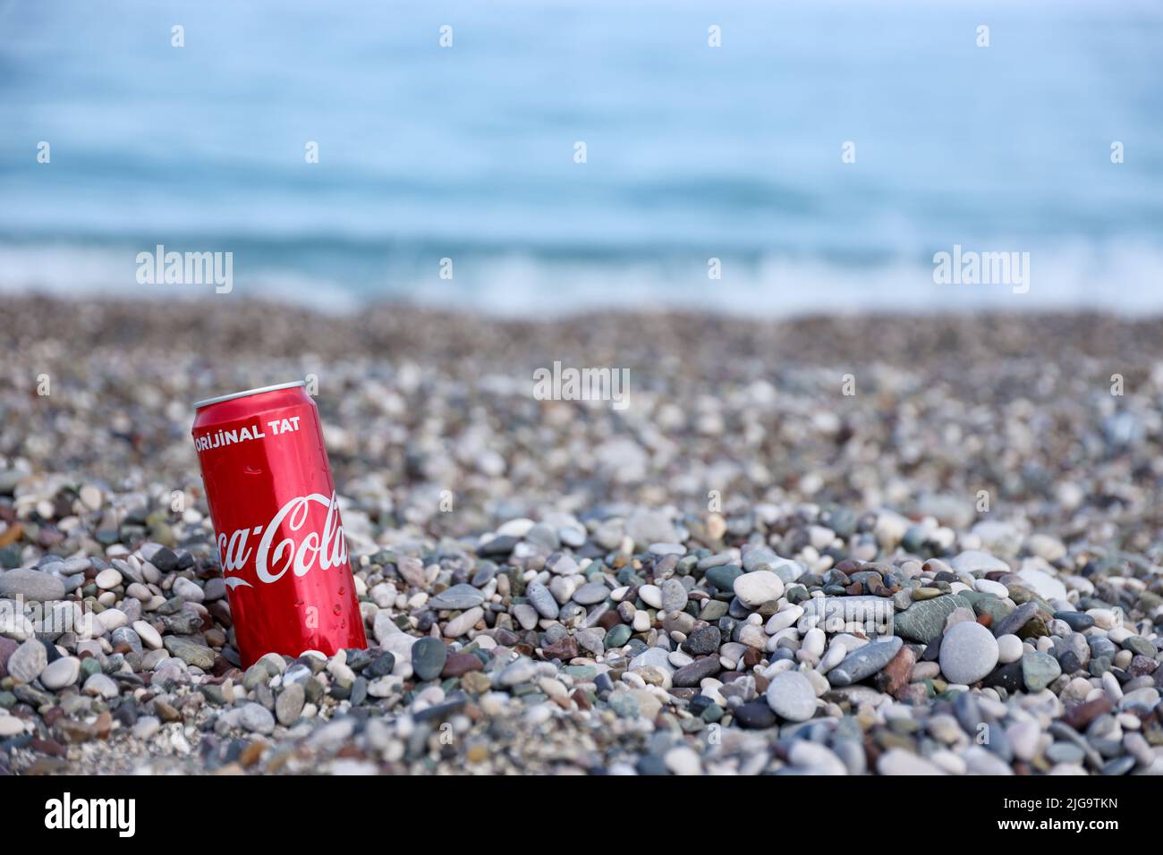 ANTALYA, TURKEY - MAY 18, 2021: Original Coca Cola red tin can lies on ...