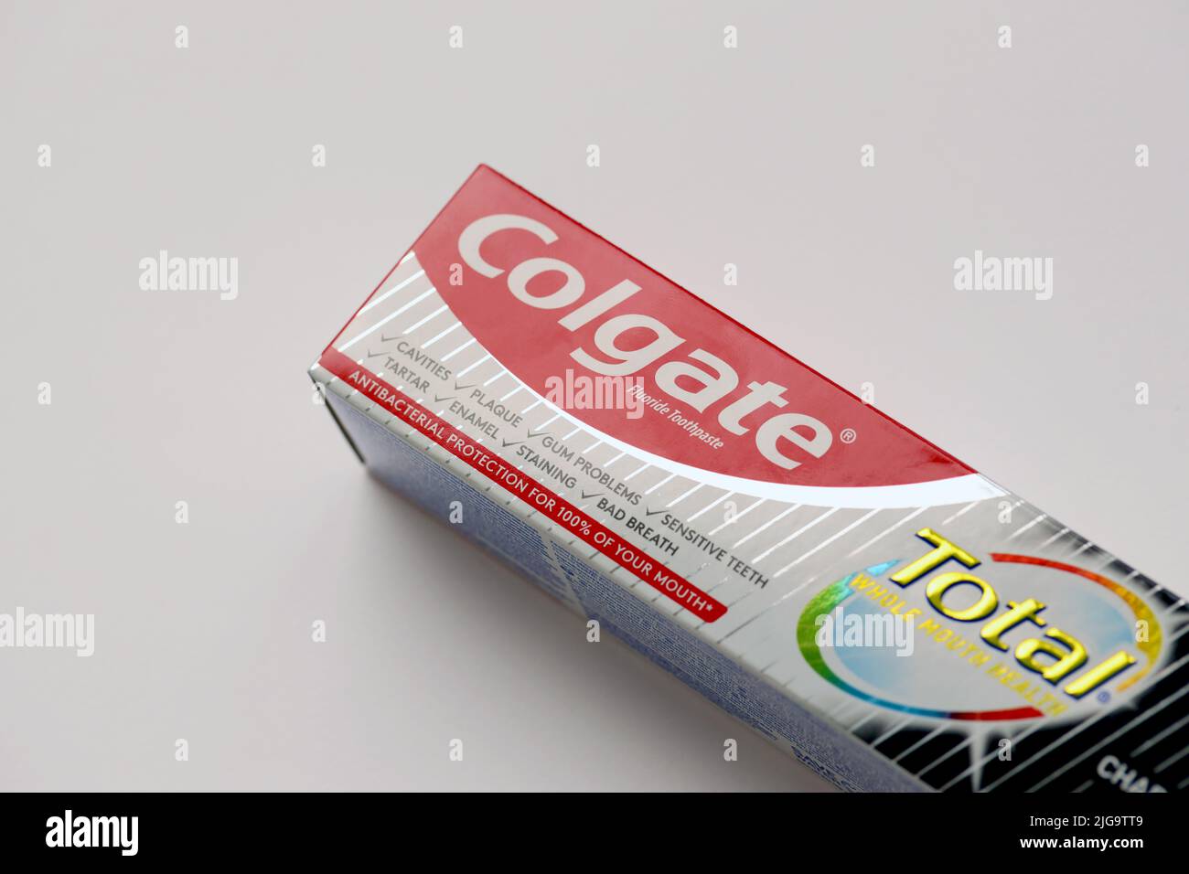 TERNOPIL, UKRAINE - JUNE 23, 2022: Colgate toothpaste, a brand of oral ...