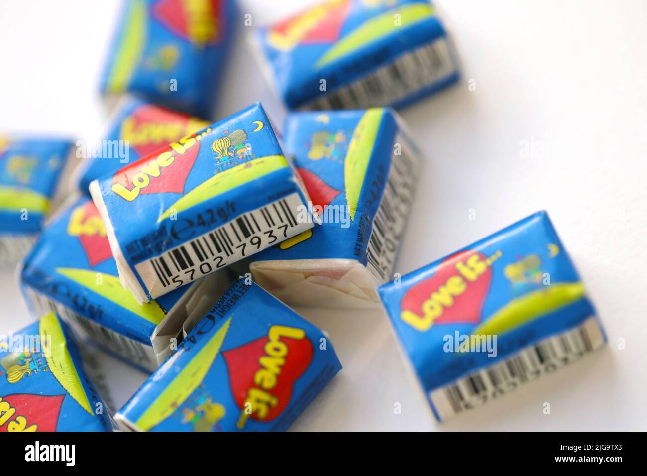 TERNOPIL, UKRAINE - JUNE 23, 2022: Love is - turkish bubble gums from ...