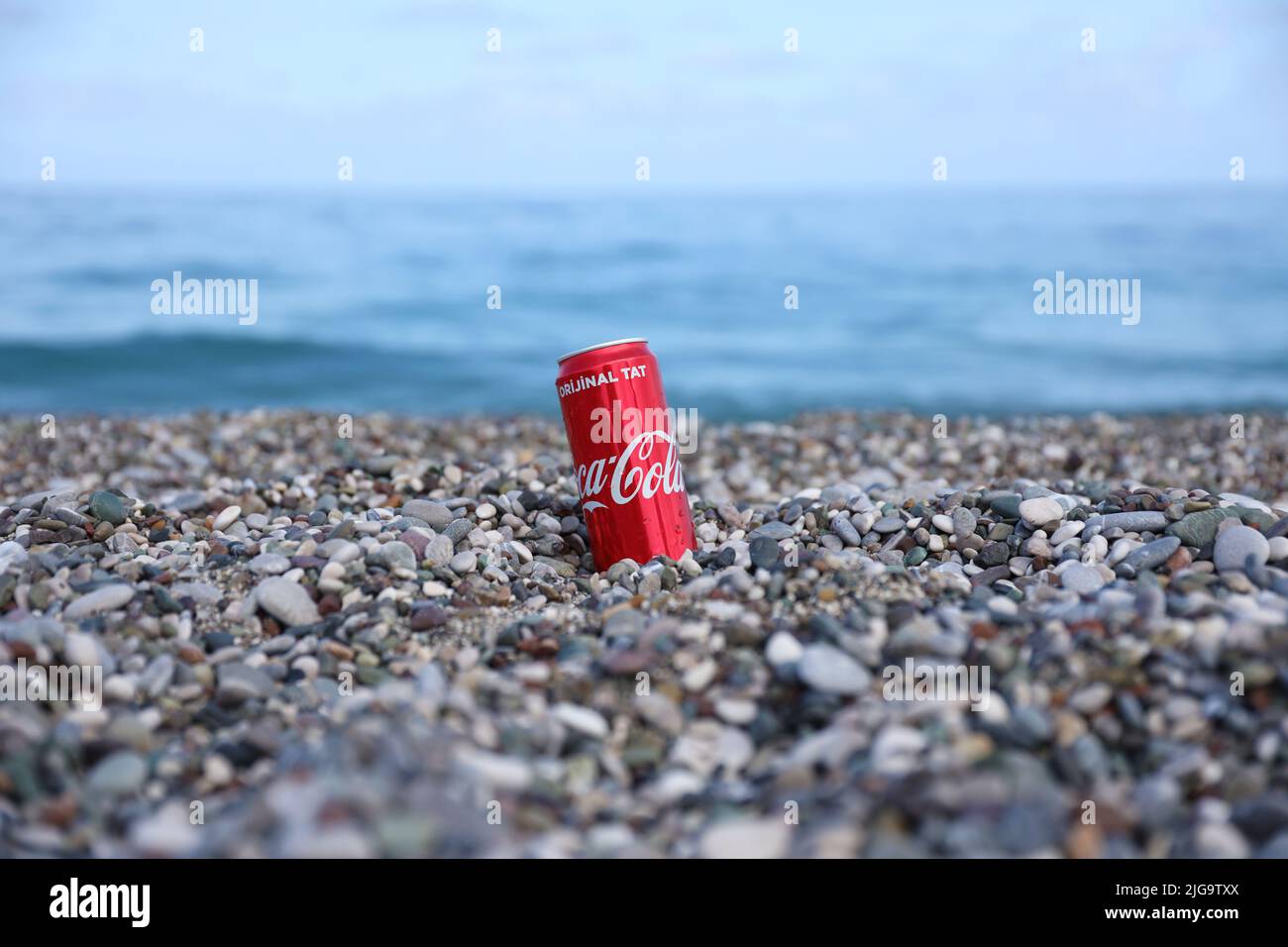 ANTALYA, TURKEY - MAY 18, 2021: Original Coca Cola red tin can lies on ...