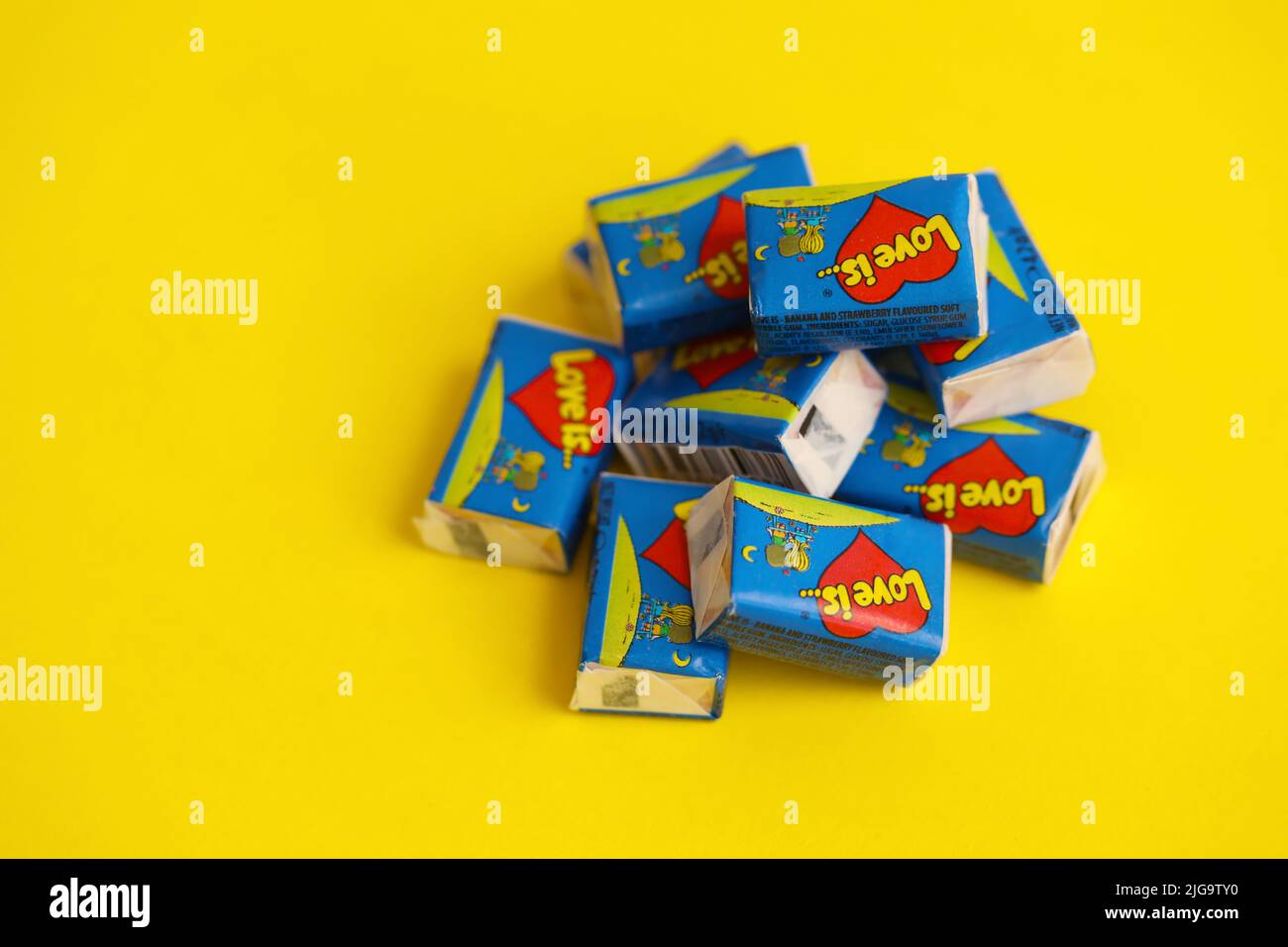TERNOPIL, UKRAINE - JUNE 23, 2022: Love is - turkish bubble gums from ...