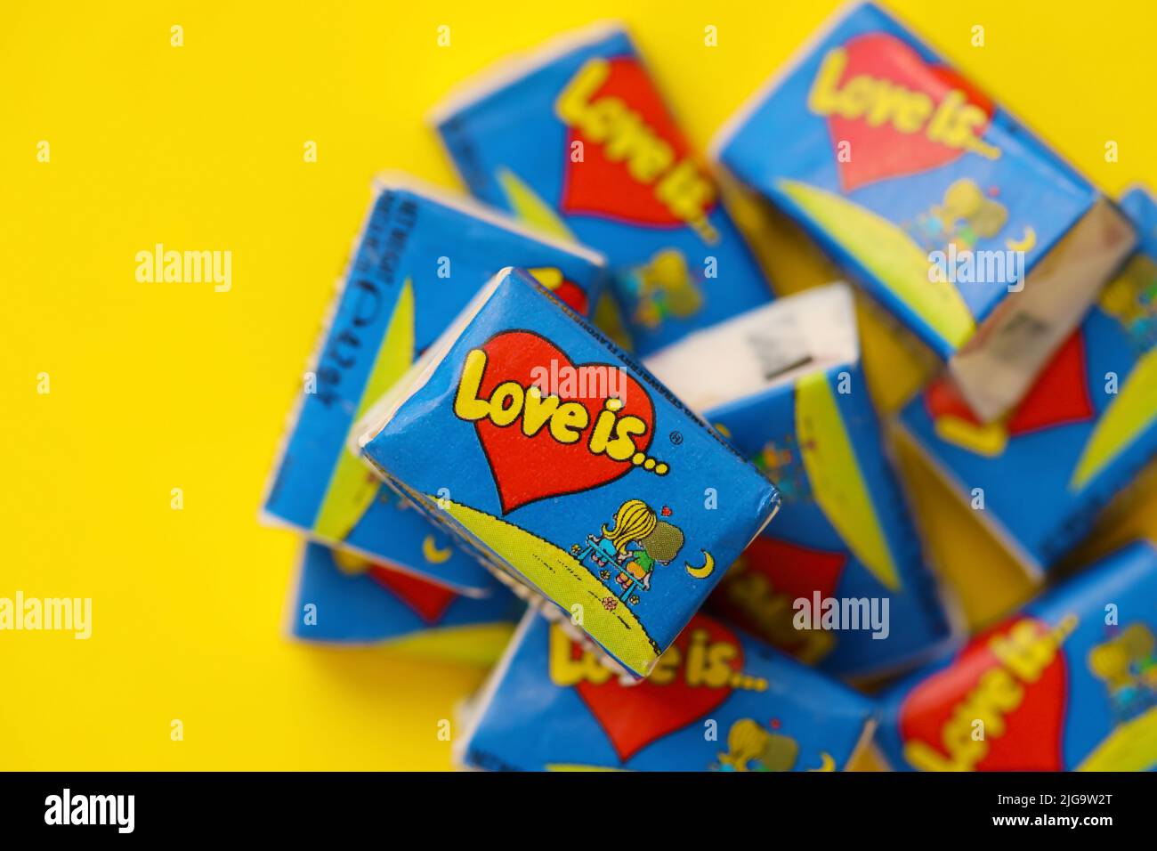 TERNOPIL, UKRAINE - JUNE 23, 2022: Love is - turkish bubble gums from ...