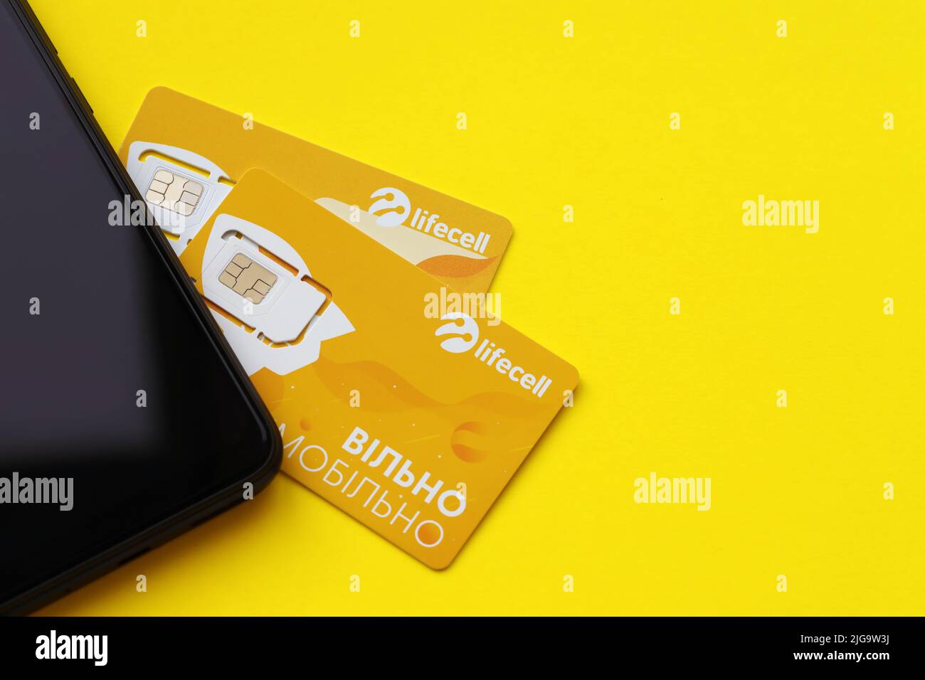TERNOPIL, UKRAINE - JULY 5, 2022: Lifecell new sim card with free ...