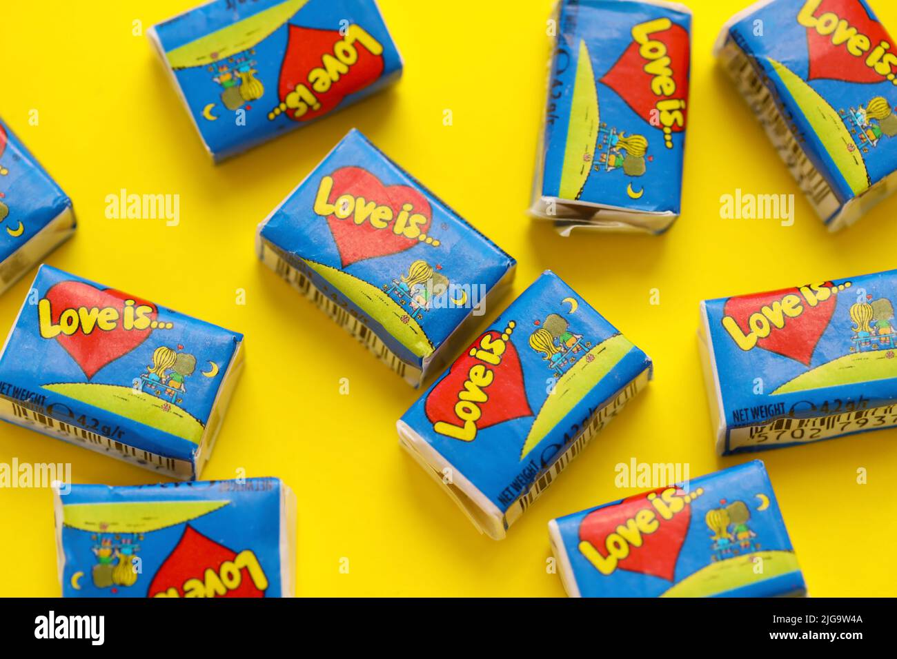 TERNOPIL, UKRAINE - JUNE 23, 2022: Love is - turkish bubble gums from ...