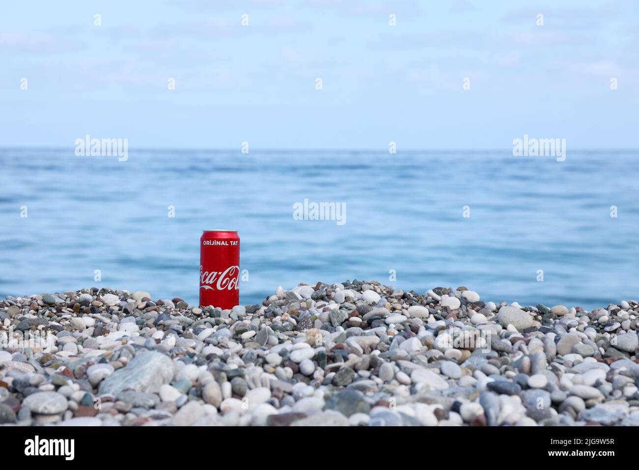 ANTALYA, TURKEY - MAY 18, 2021: Original Coca Cola red tin can lies on ...