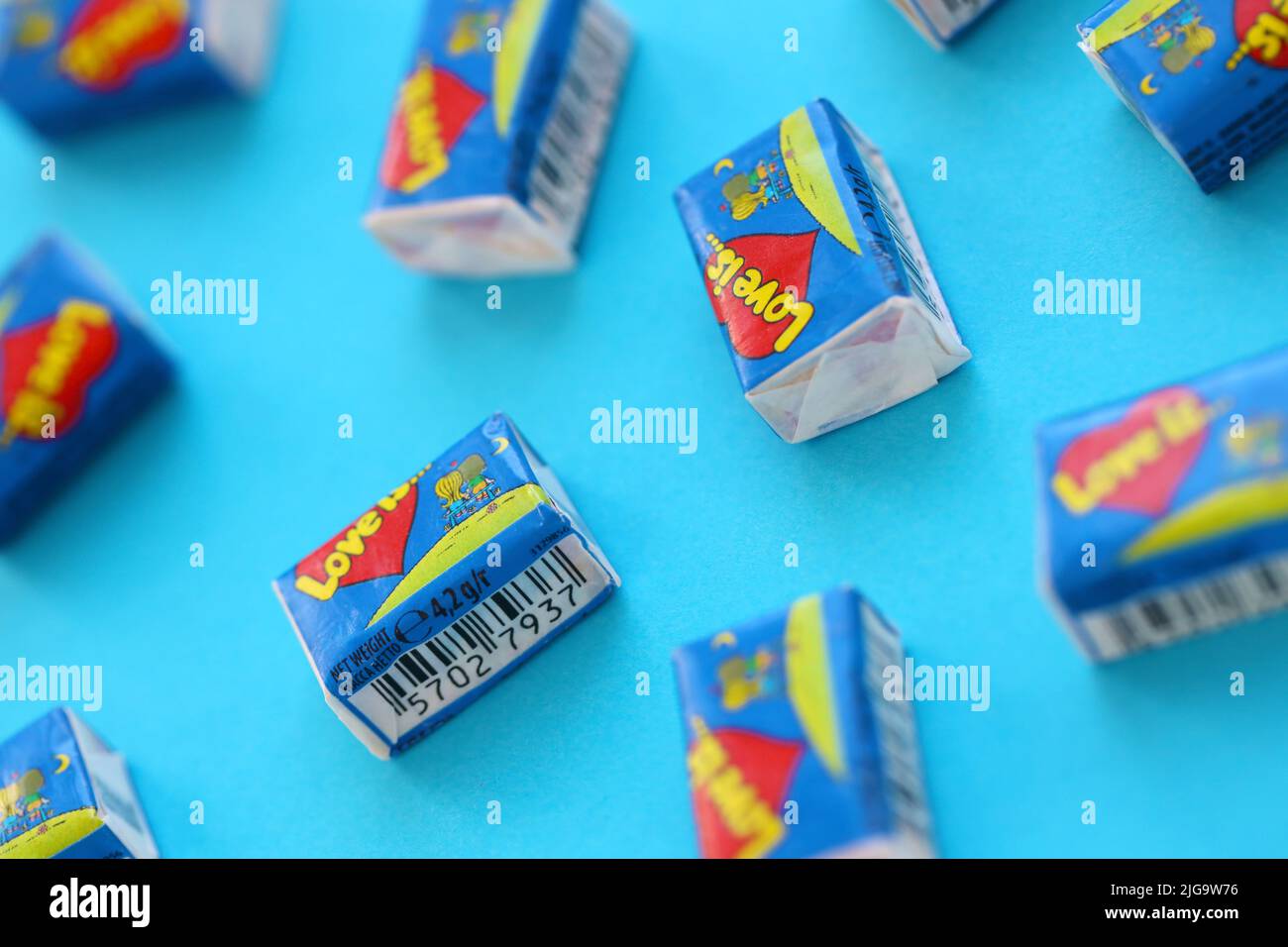 TERNOPIL, UKRAINE - JUNE 23, 2022: Love is - turkish bubble gums from ...