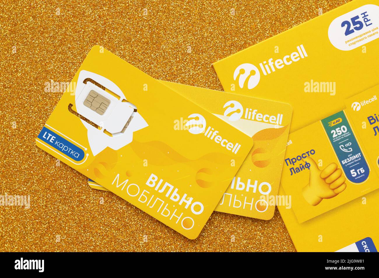 TERNOPIL, UKRAINE - JULY 5, 2022: Lifecell new sim card with free ...