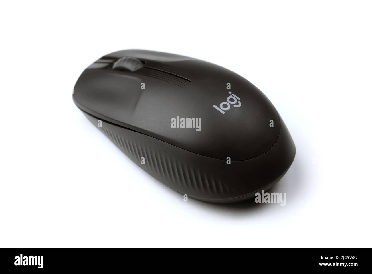 KHARKIV, UKRAINE - MARCH 5, 2021: Logitech wireless mouse on white ...