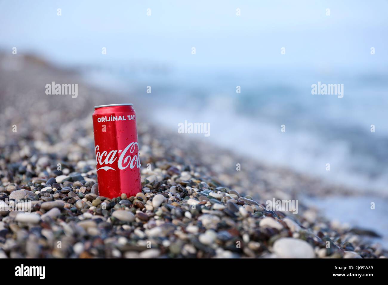 ANTALYA, TURKEY - MAY 18, 2021: Original Coca Cola red tin can lies on ...