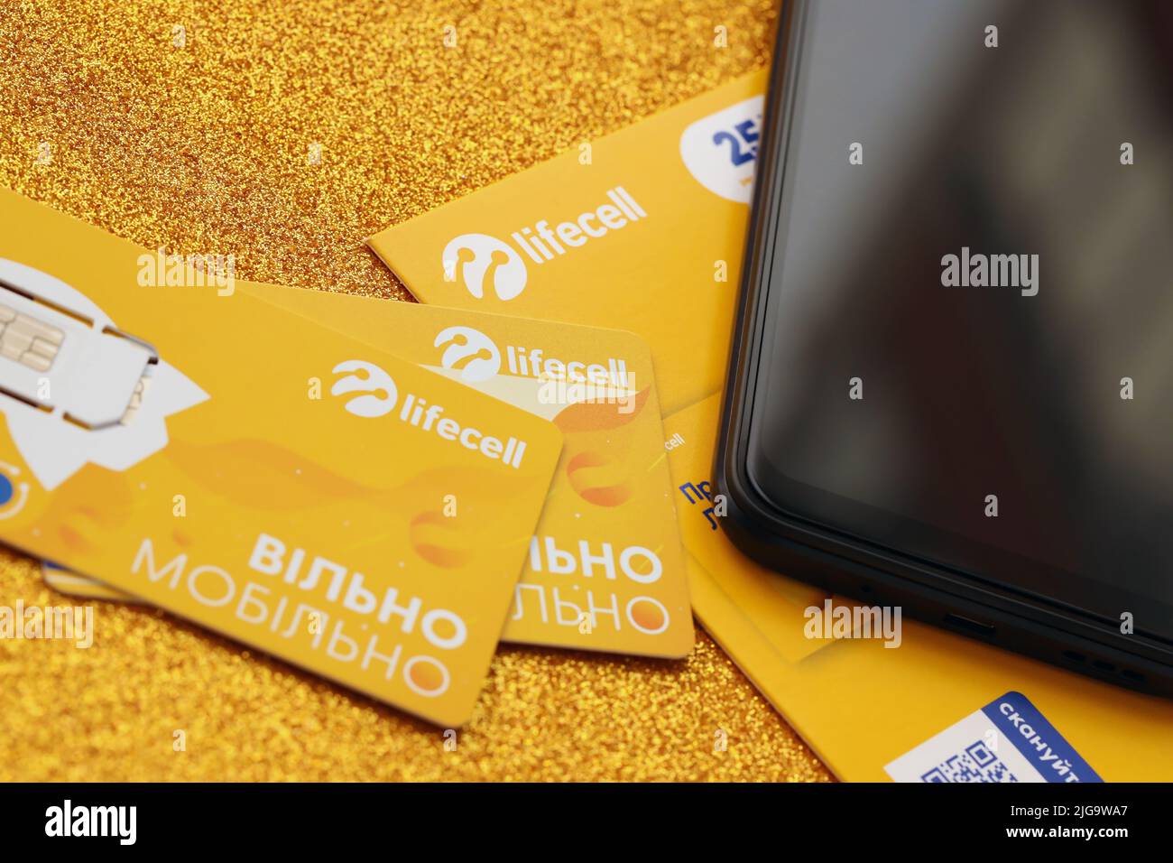 TERNOPIL, UKRAINE - JULY 5, 2022: Lifecell new sim card with free ...