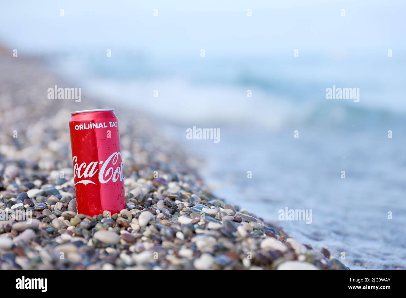 ANTALYA, TURKEY - MAY 18, 2021: Original Coca Cola red tin can lies on ...