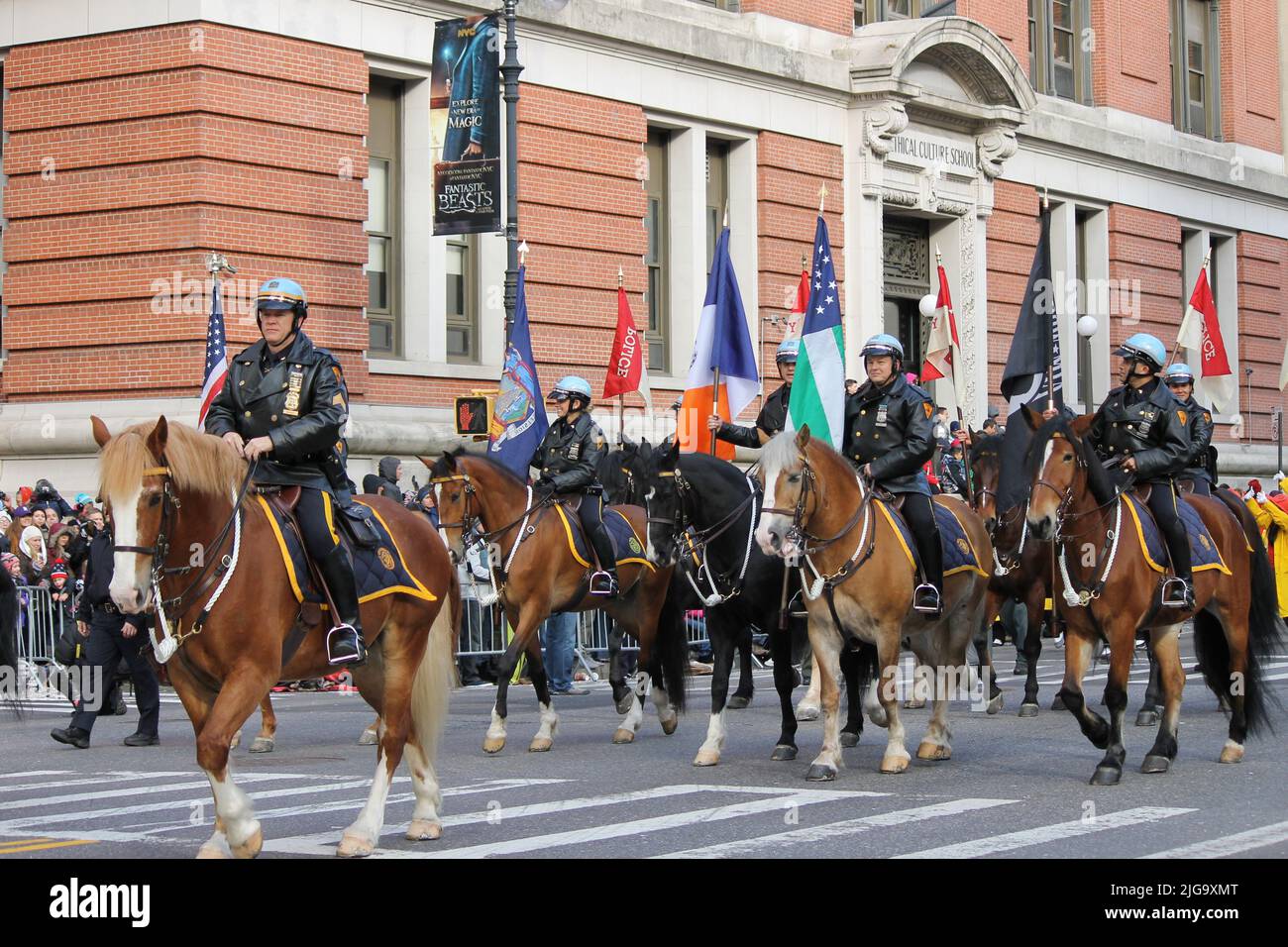 Equestrian police unit at the Macy's Thanksgiving Day Parade, NYC, USA ...