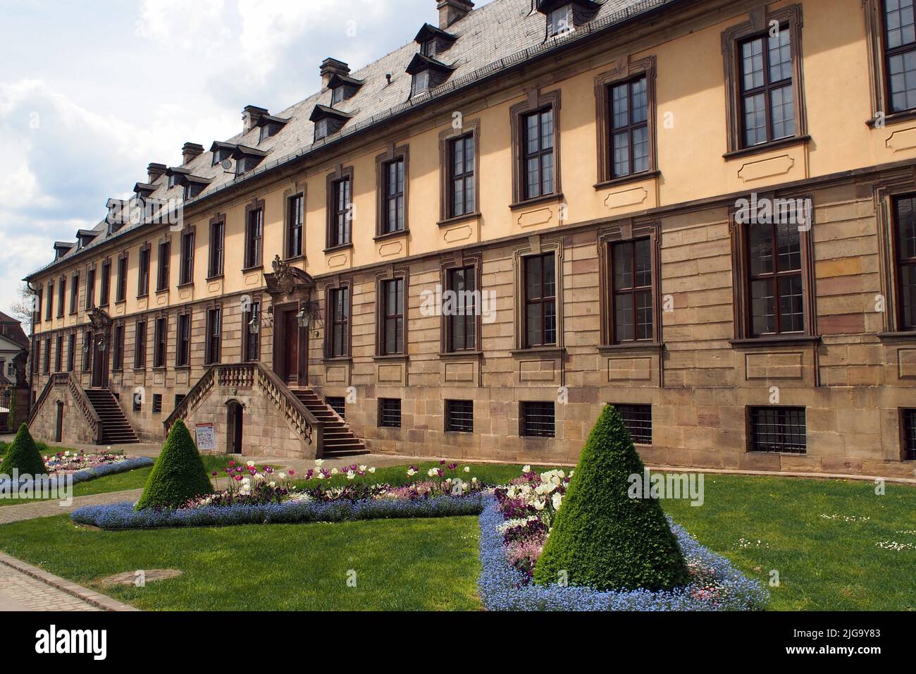 Princely City Palace, Stadtschloss, built in 18th century, manicured ...