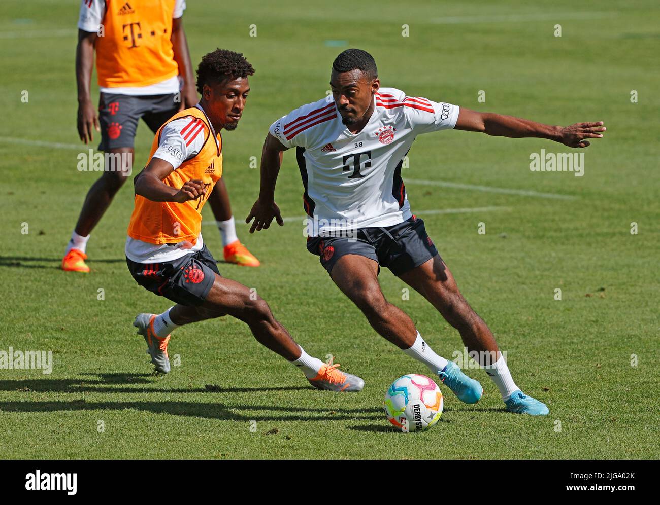 Munich, Germany. 8th July, 2022. Ryan Gravenberch (R) of Bayern Munich ...