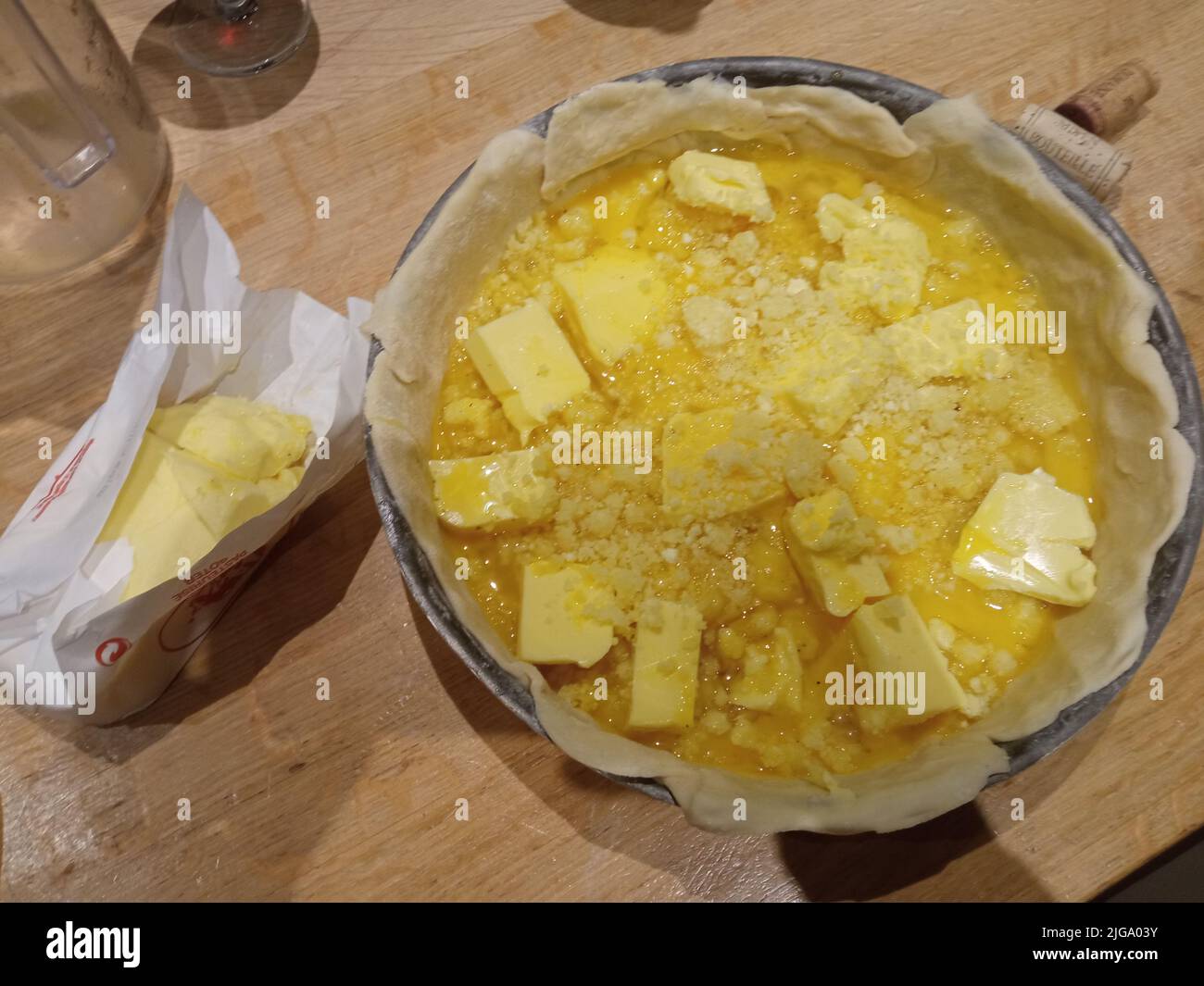 Flamiche de Dinant. Homemade recipe with cheese, butter, eggs, salt and ...
