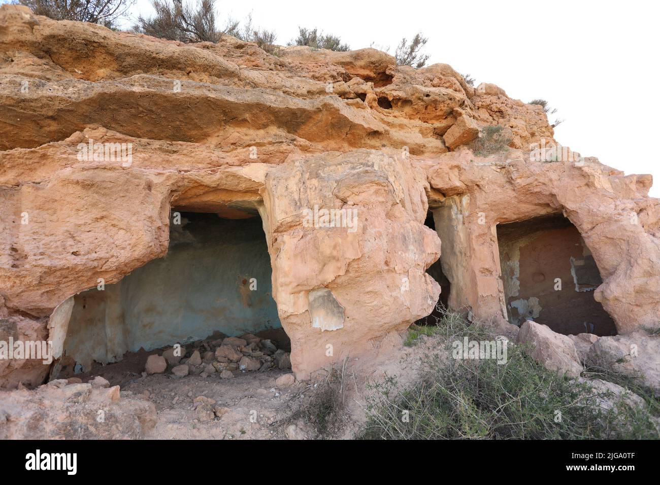 Big rock cliff, natural cave in the hill of Andalusia, Spain Stock ...