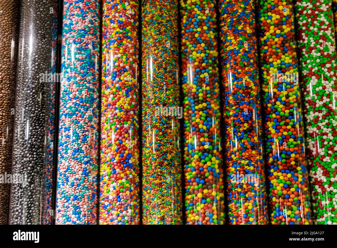 The sweetest wall of colorful chocolate candy. The MM store in ...
