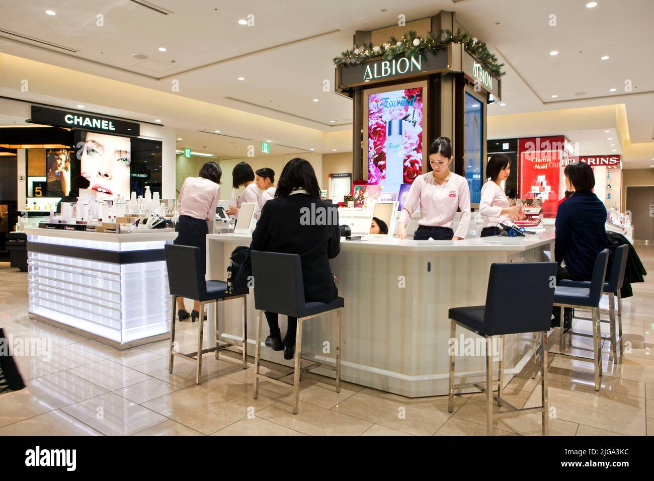 Cosmetics counter department store Ginza Tokyo Japan Stock Photo - Alamy