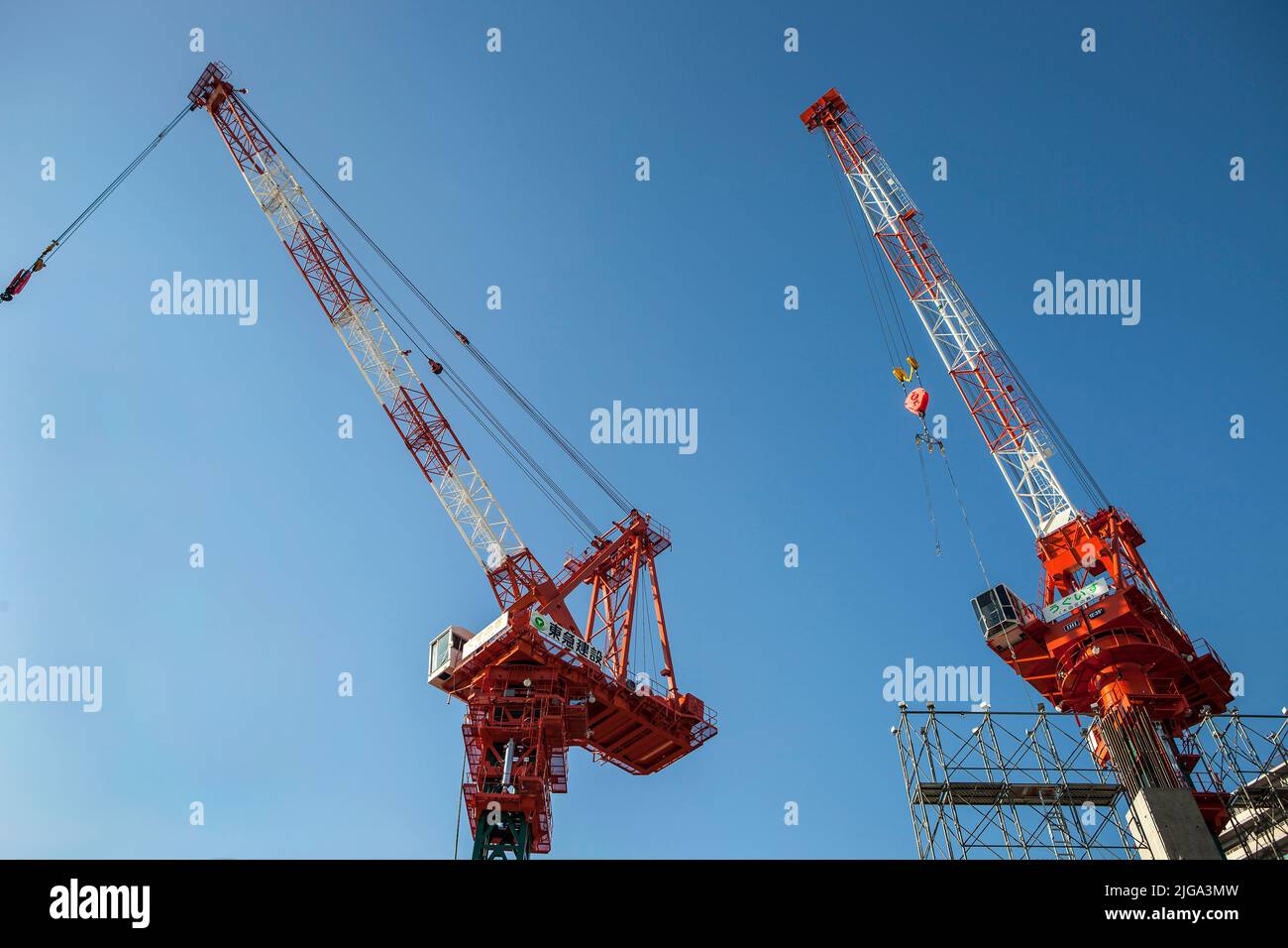 Cranes at construction site in Kamata, Tokyo, Japan Stock Photo - Alamy