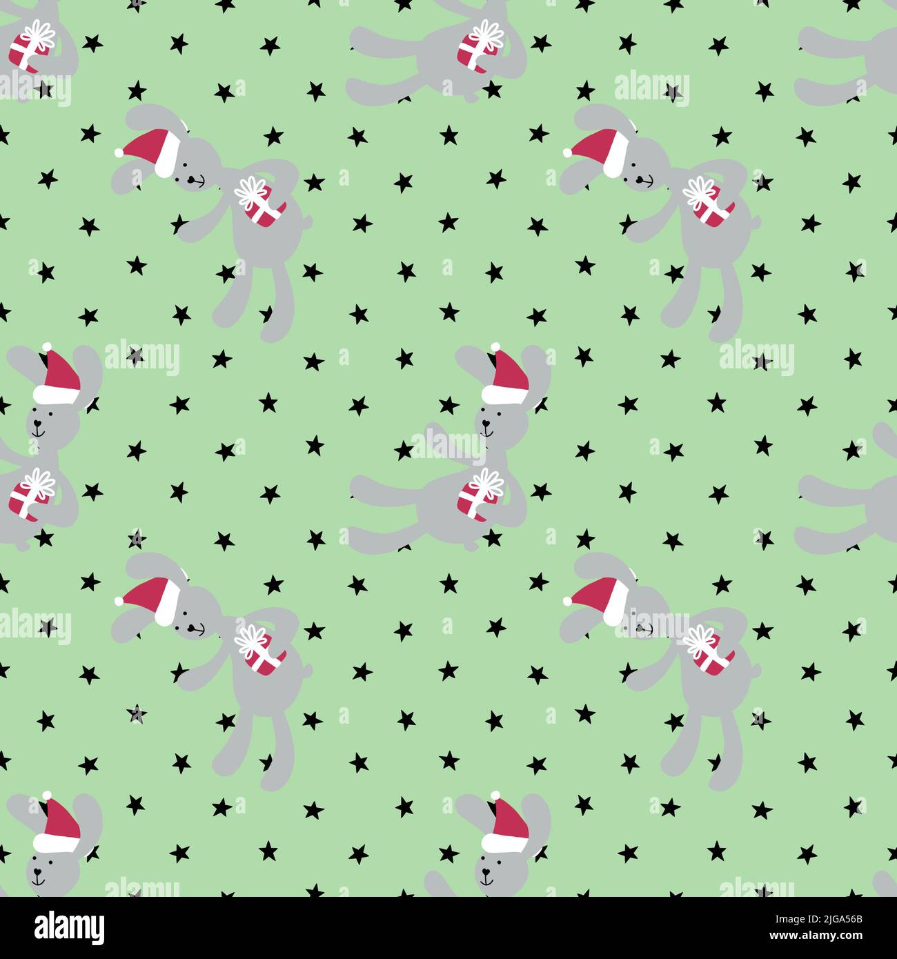 Christmas seamless new year rabbit pattern for wrapping paper and ...