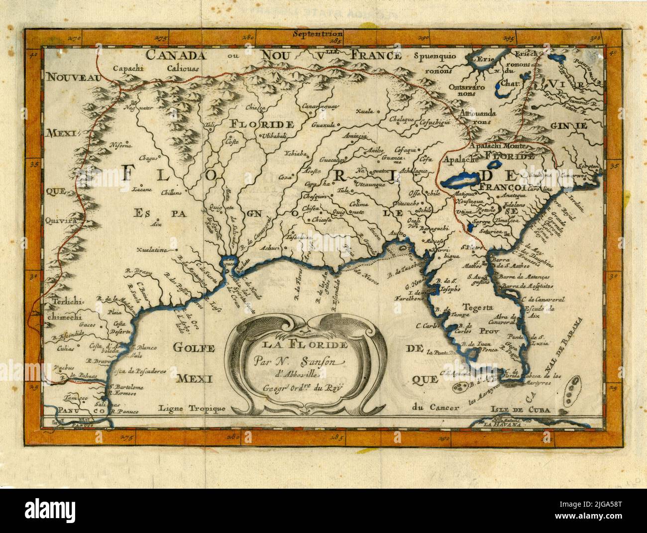 Portuguese Map of Florida, 1657, by Nicolas Sanson Stock Photo - Alamy