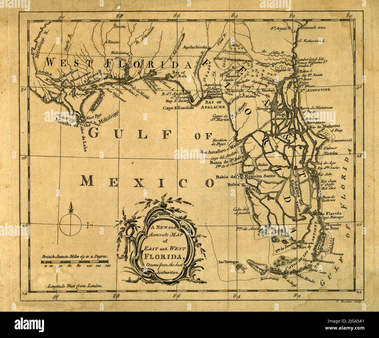 East Florida Map Map Of East And West Florida, 1760, By J. Prockter