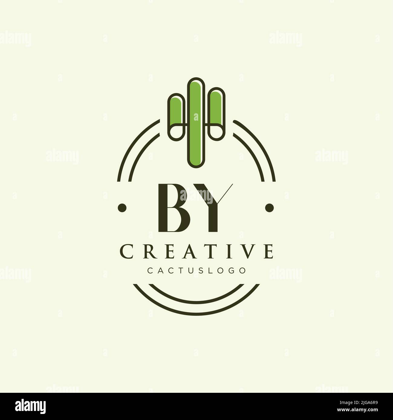 BY Initial letter green cactus logo template vector Stock Vector Image ...
