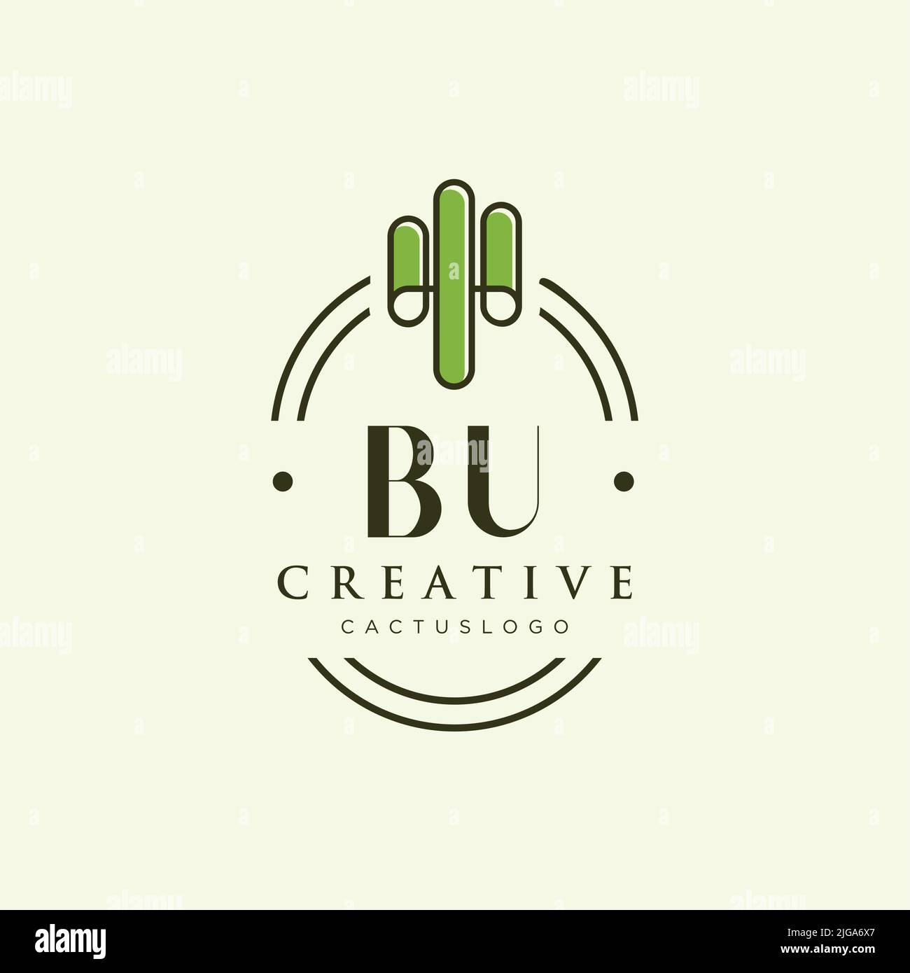BU Initial letter green cactus logo template vector Stock Vector Image ...