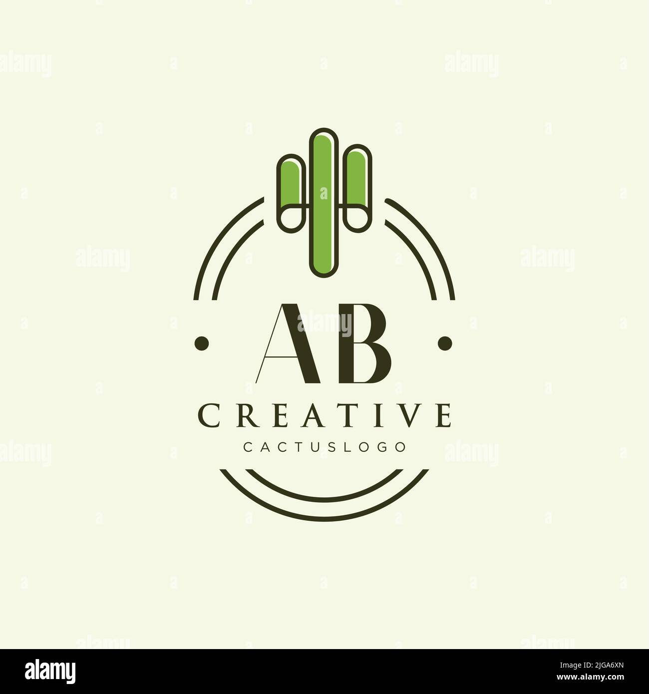 AB Initial letter green cactus logo template vector Stock Vector Image ...