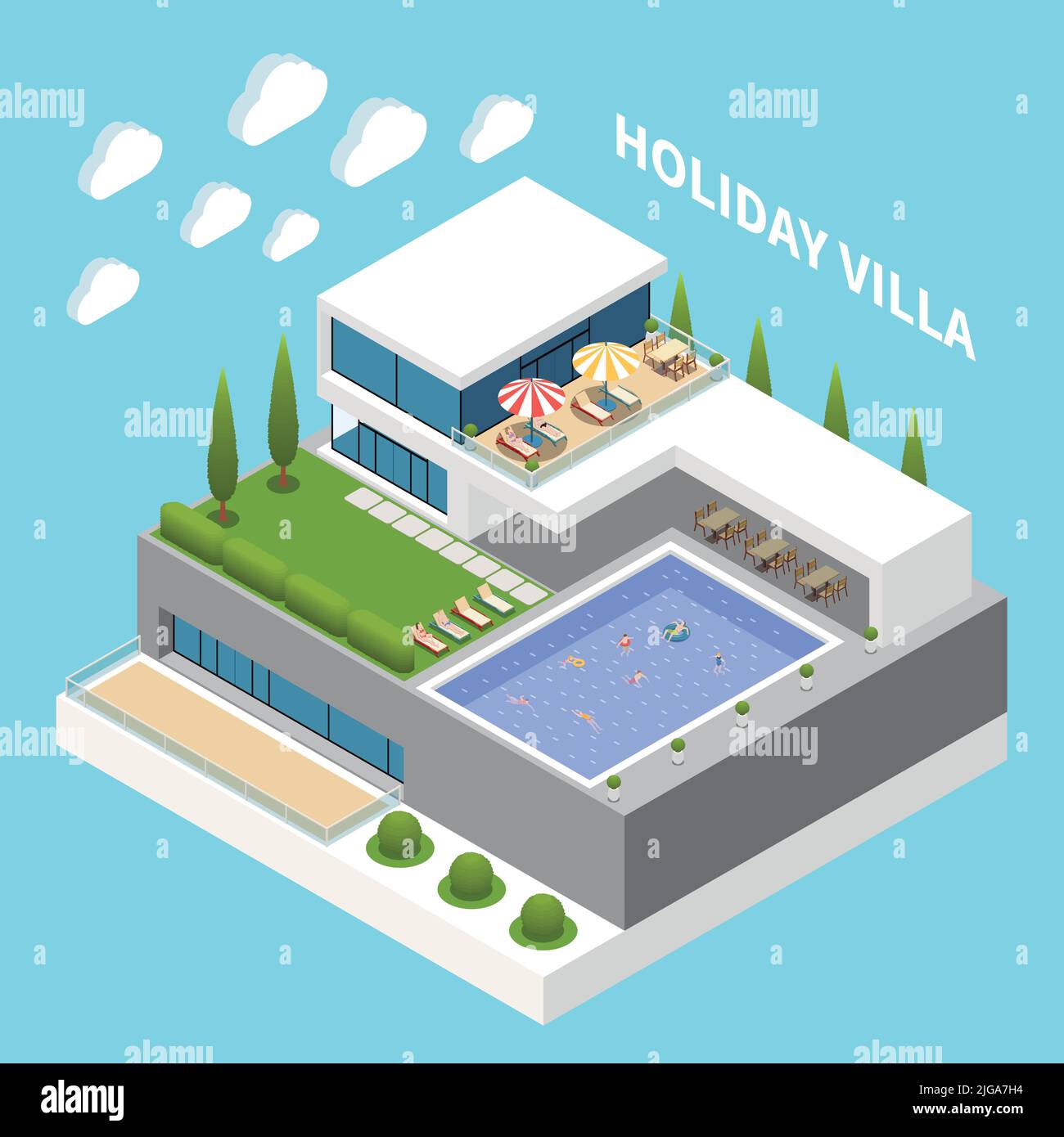 Isometric vector house garden garage hi-res stock photography and ...