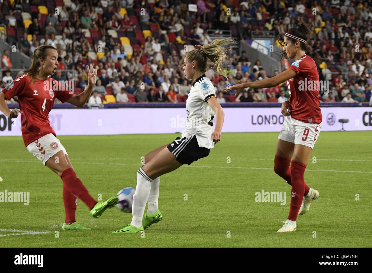 London, UK. 8th July, 2022. Rikke Sevecke (Denmark Women)Jule Brand ...