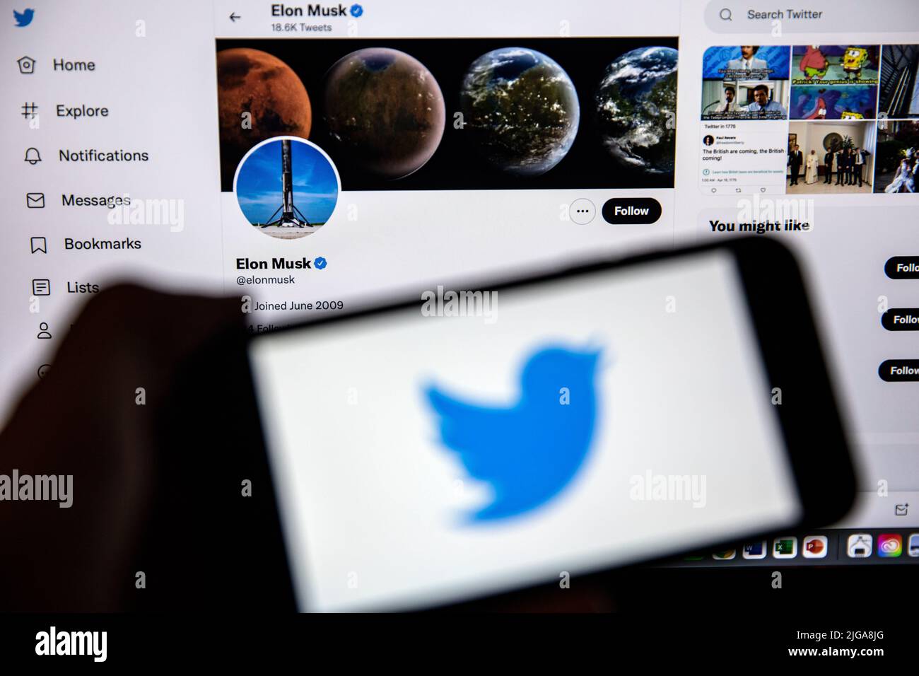 In this photo illustration, a twitter logo is seen displayed on a ...
