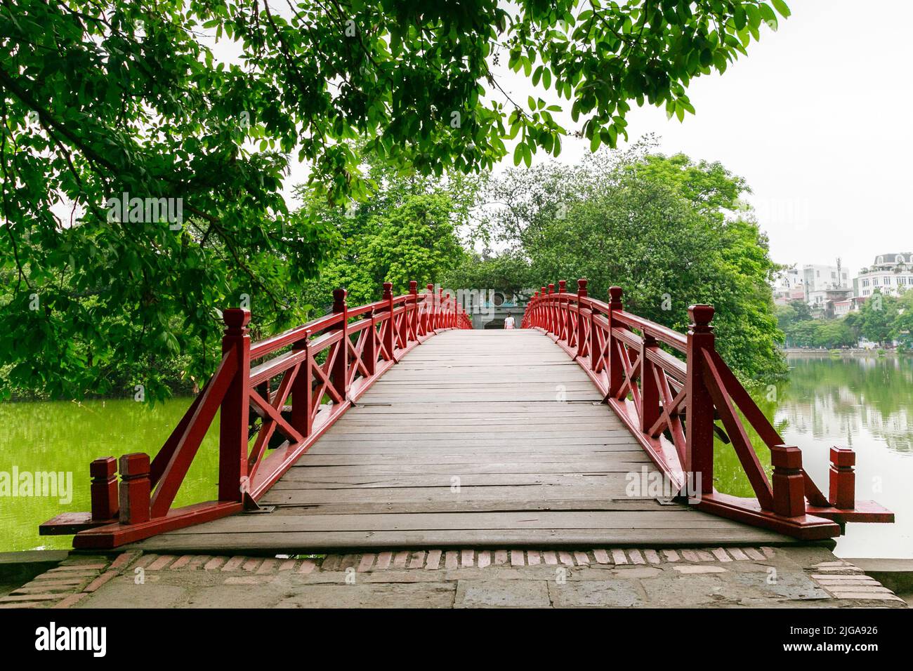 Ancient The Huc Bridge on Sword Lake in Hanoi, Vietnam Stock Photo - Alamy