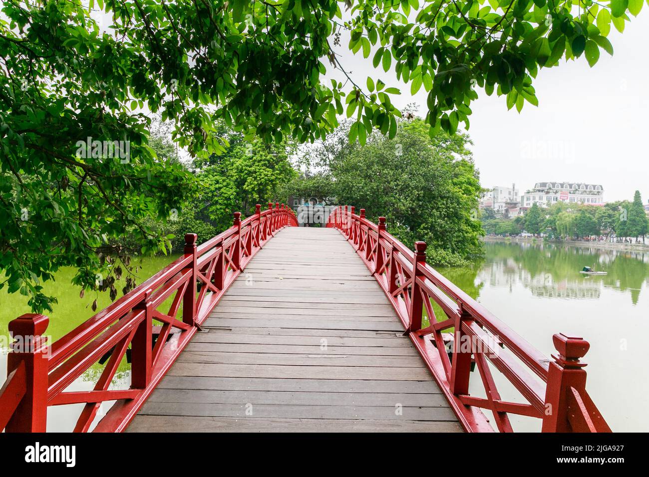 Ancient The Huc Bridge on Sword Lake in Hanoi, Vietnam Stock Photo - Alamy