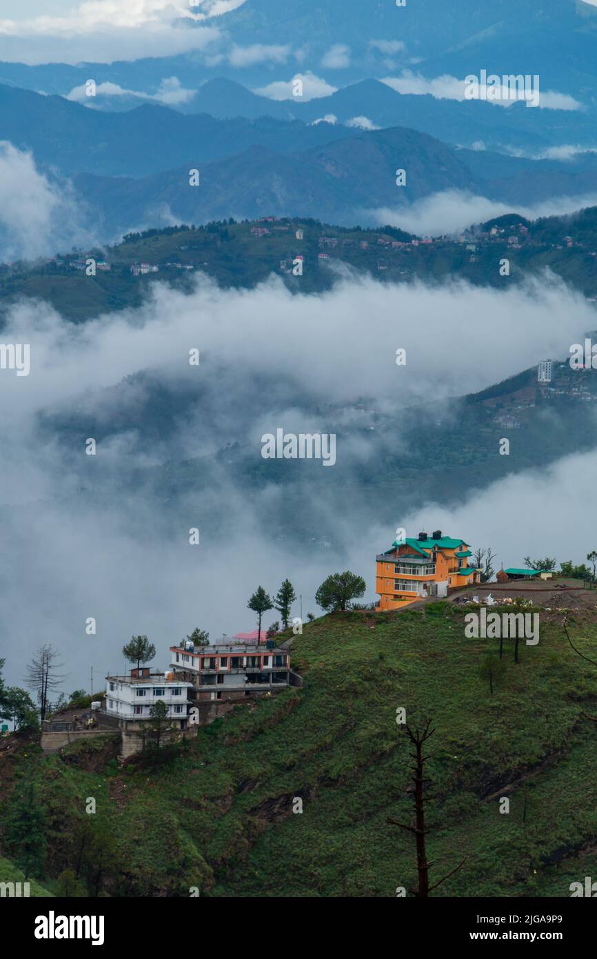 Shimla cityscape aerial view a scenic hill station in the Himalayas at ...