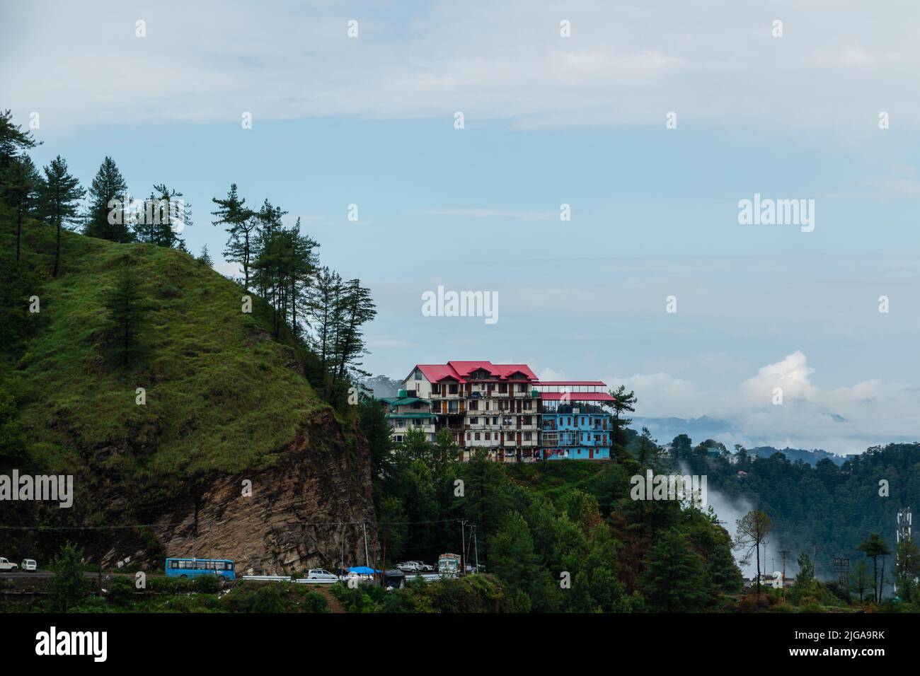Shimla cityscape aerial view a scenic hill station in the Himalayas at ...