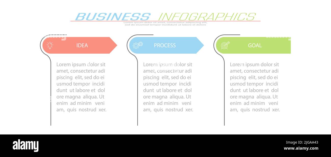 Business infographics. 3 stages of achieving the goal. Stages of the ...