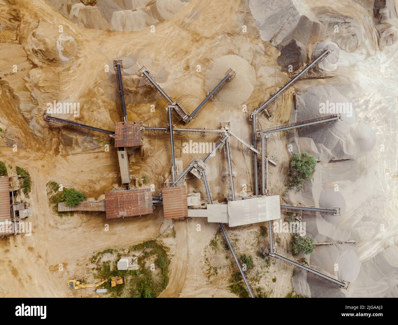 Sand and gravel sorting plant. Open sand and dolomite mine. Industrial ...