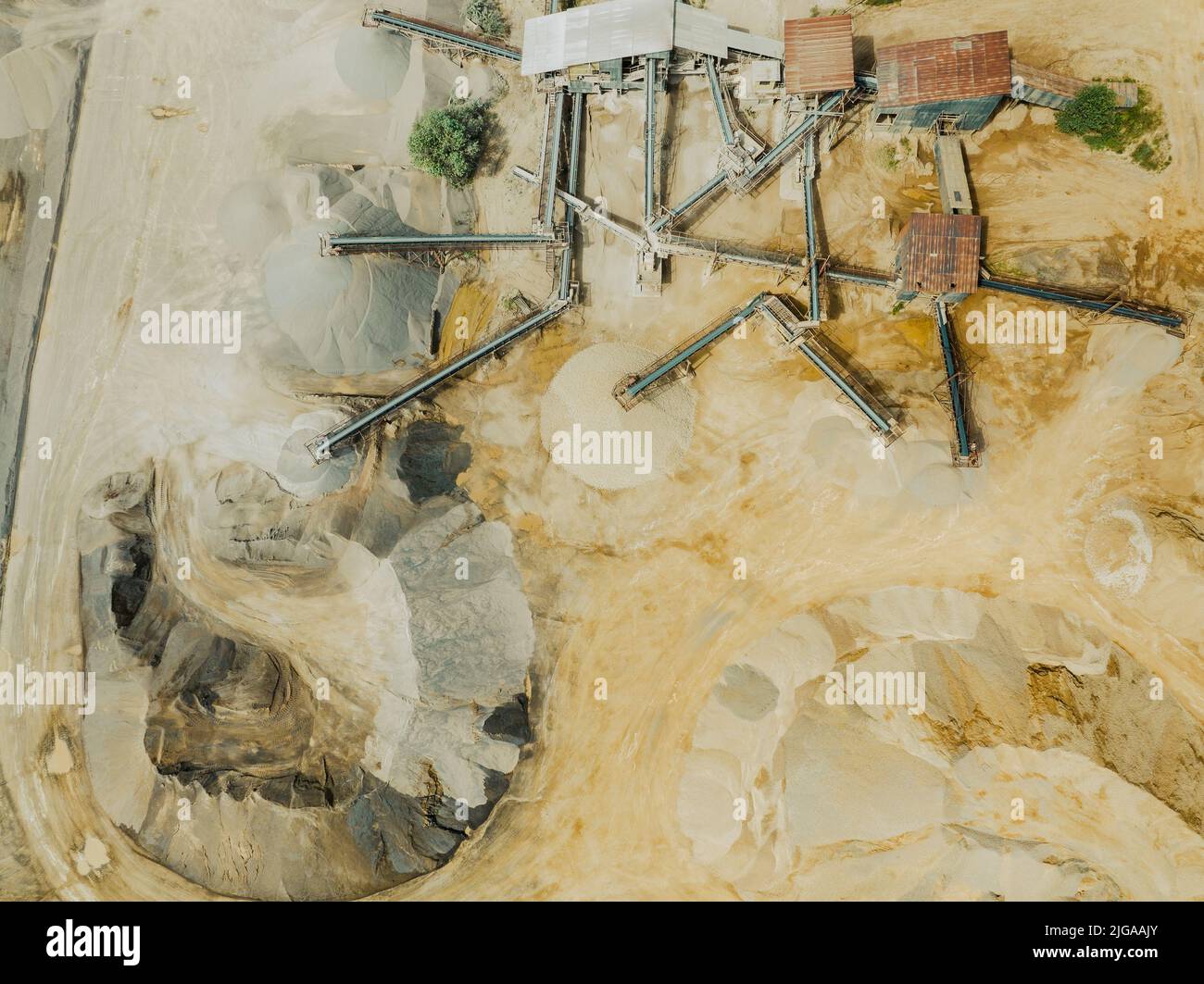 Sand and gravel sorting plant. Open sand and dolomite mine. Industrial ...