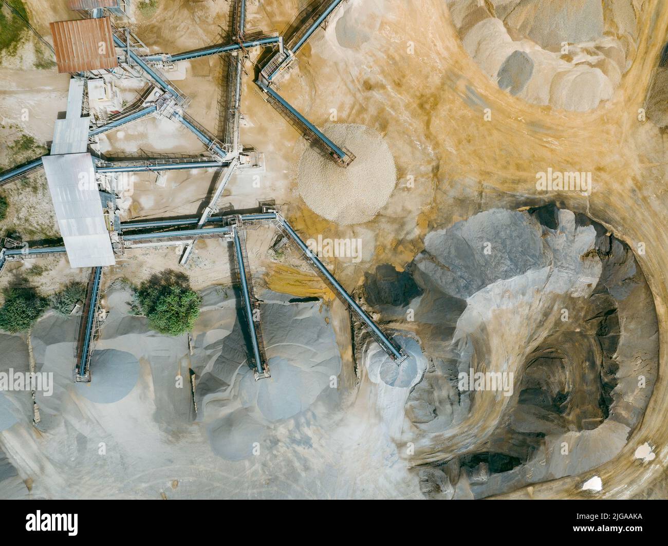 Sand and gravel sorting plant. Open sand and dolomite mine. Industrial ...