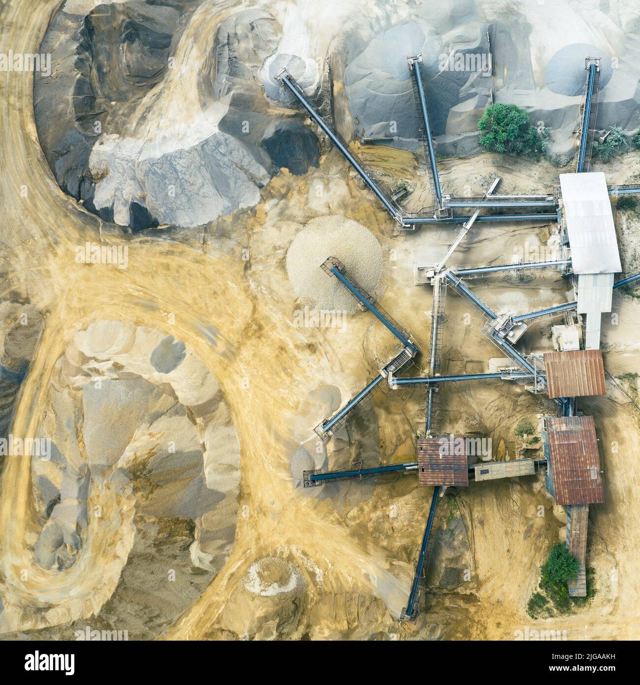 Sand and gravel sorting plant. Open sand and dolomite mine. Industrial ...