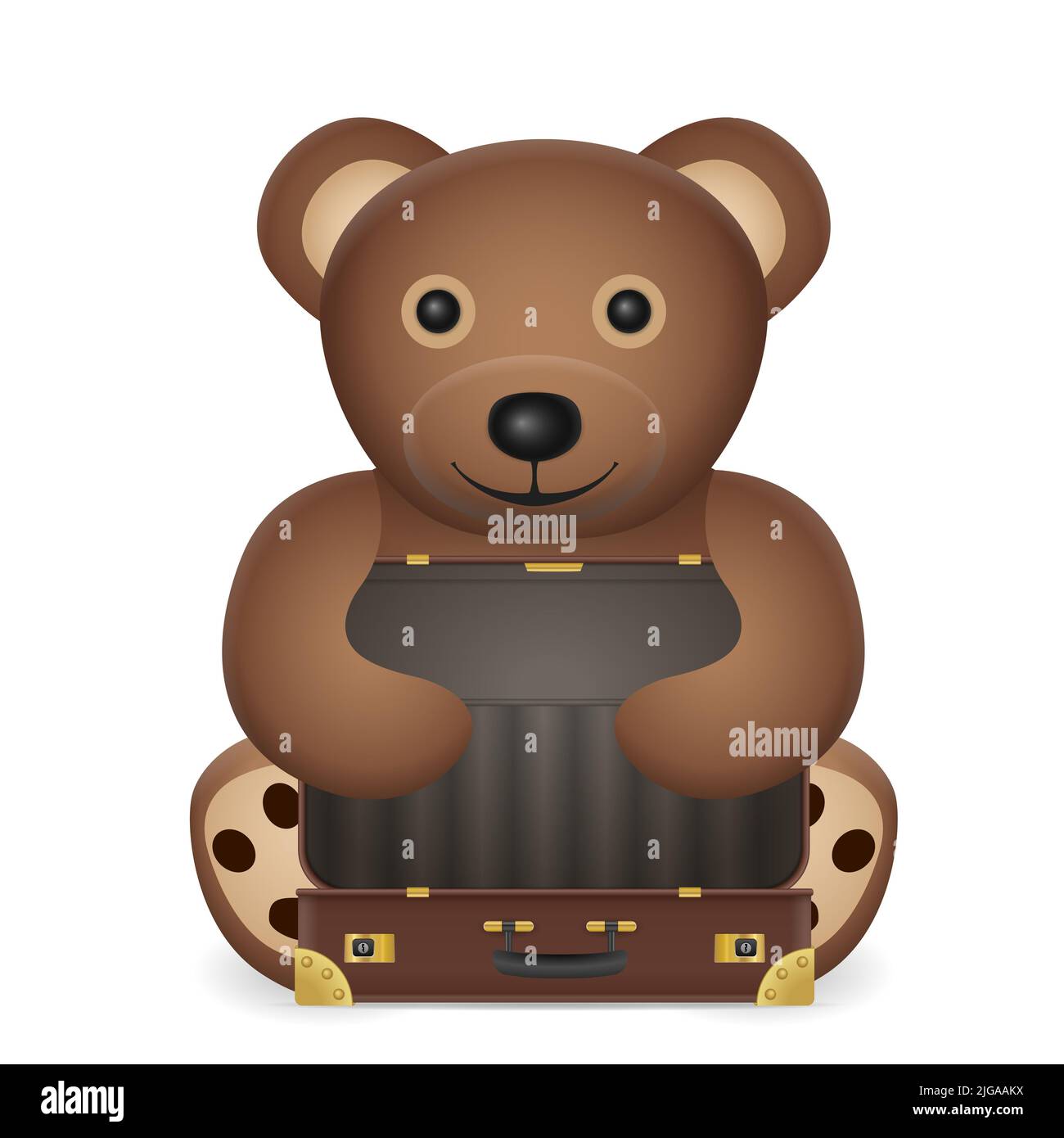Teddy bear with suitcase on a white background. Vector illustration ...