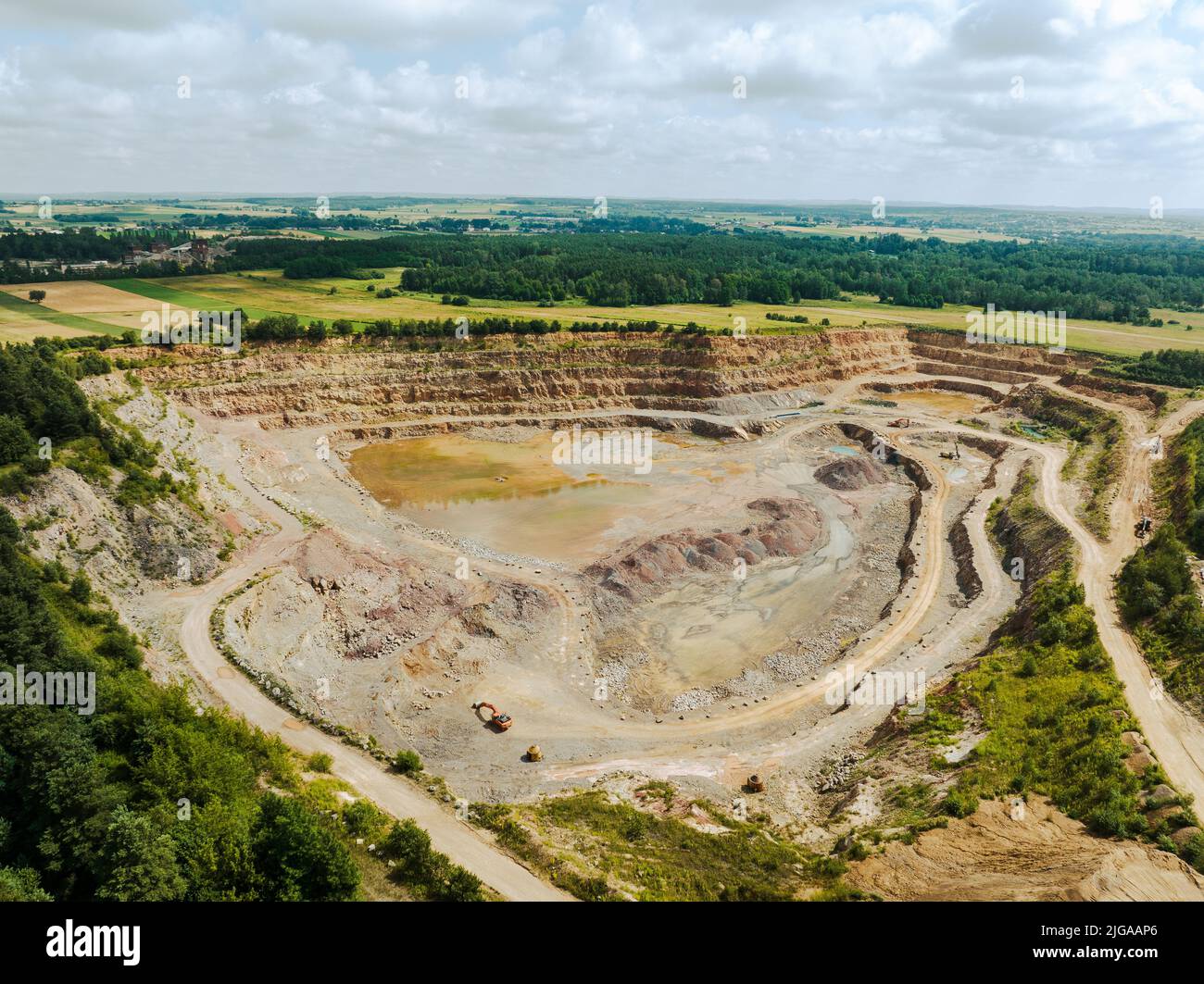 Sand and gravel sorting plant. Open sand and dolomite mine. Industrial ...