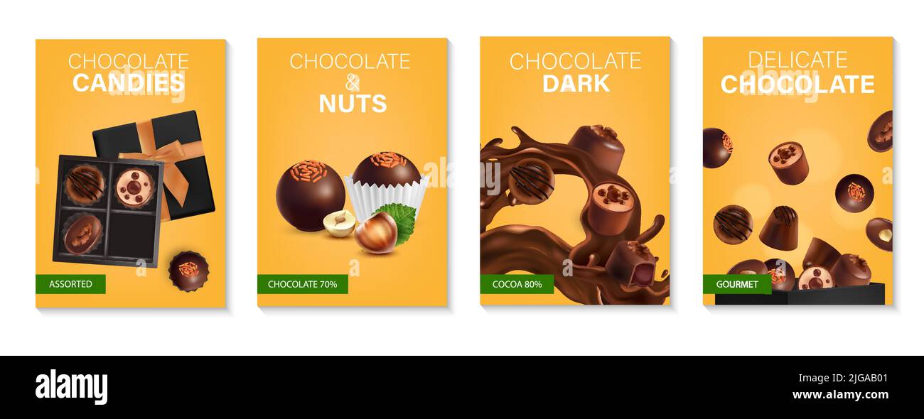 Sweet production for gourmets realistic poster set with different ...