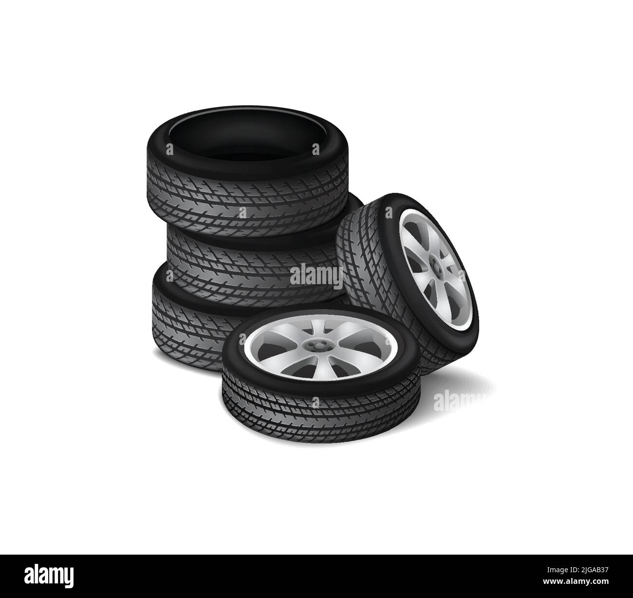 Tires seasonal complete set realistic design concept on white ...