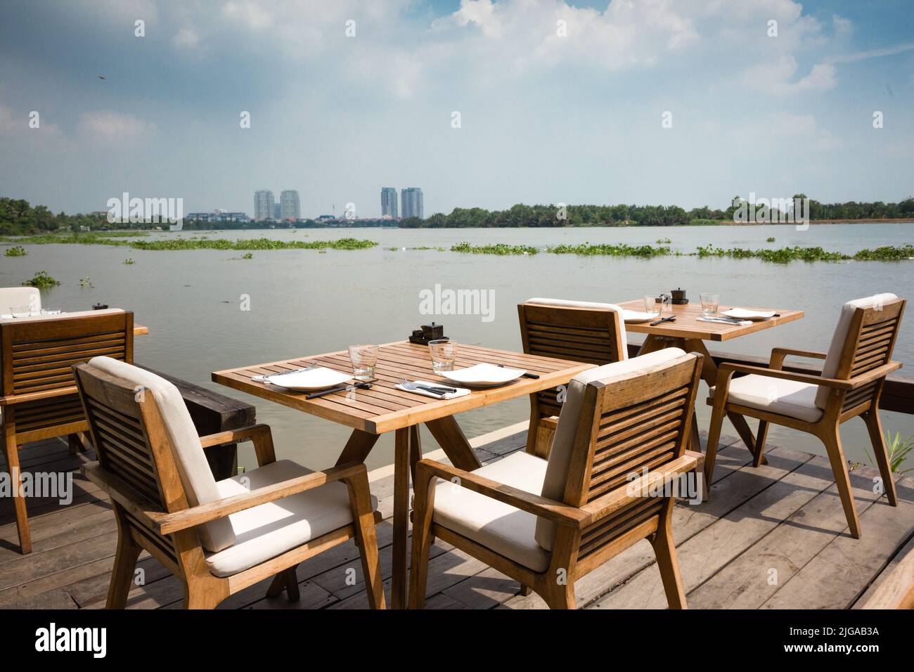 a floating restaurant on Saigon River. here only serves European ...